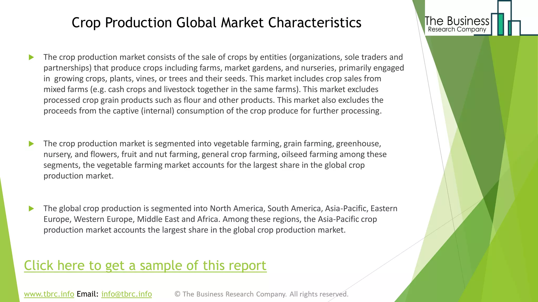 Crop production global market report 2019 | PPT