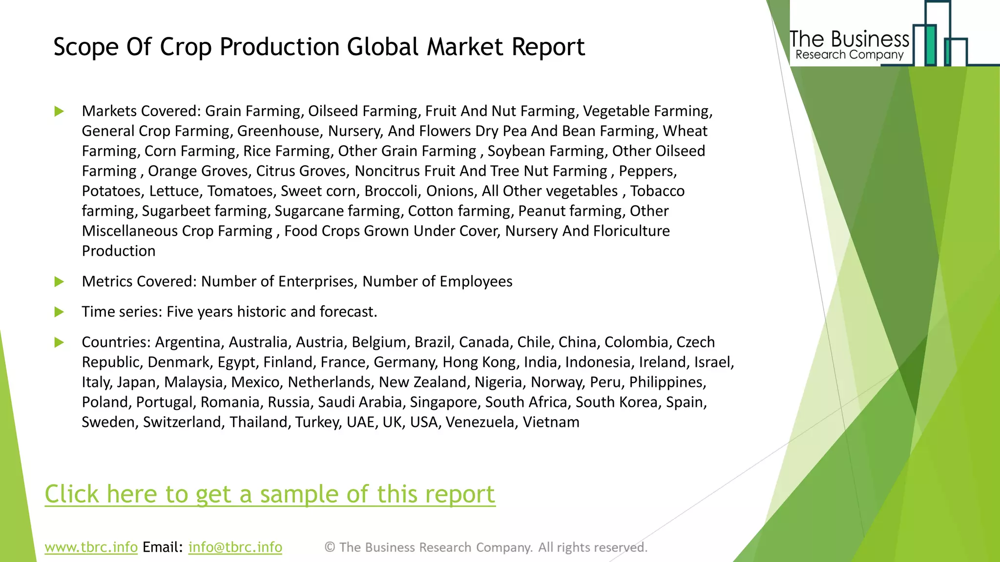 Crop production global market report 2019 | PPT