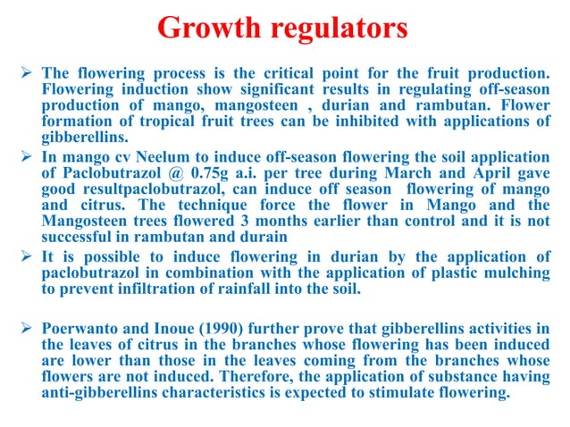 Crop regulation and off season fruit production | PPTX