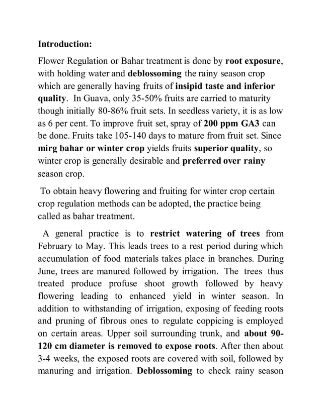 Crop regulation in guava and pomegranate | DOCX | Agriculture | Industries
