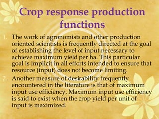Crop response production functions | PPTX