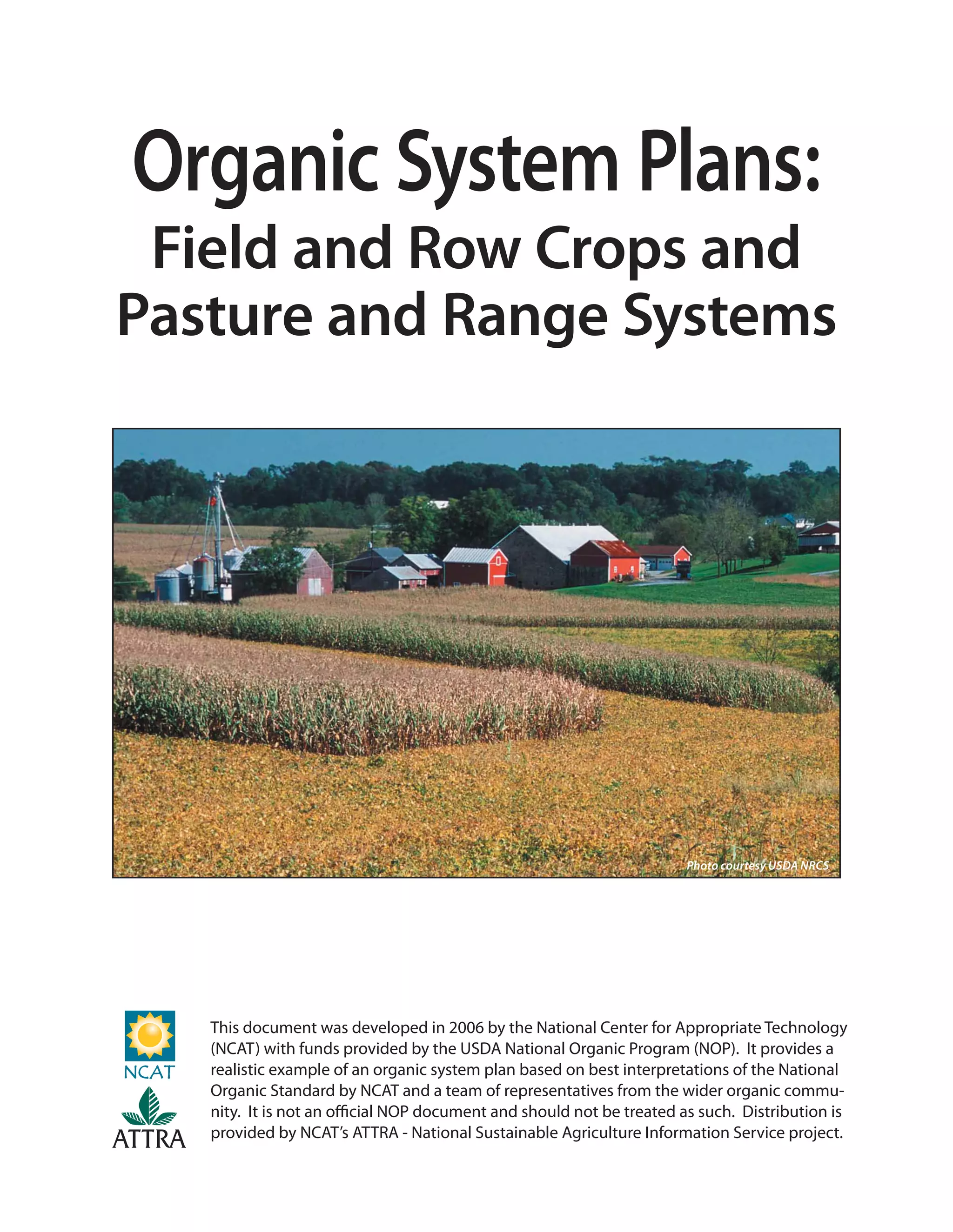 Organic System Plans: Field and Row Crops and Pasture and Range Systems ...