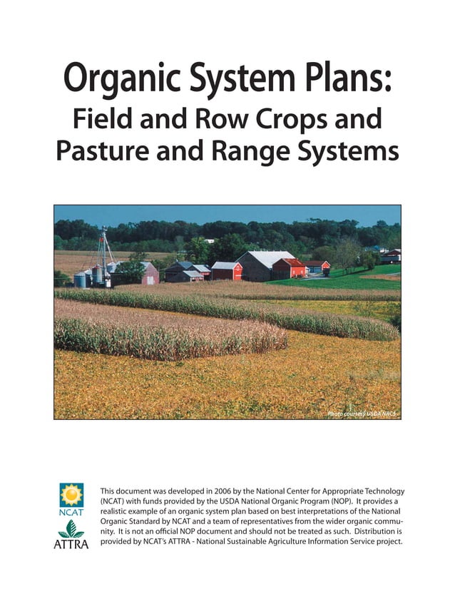 Organic System Plans: Field and Row Crops and Pasture and Range Systems ...