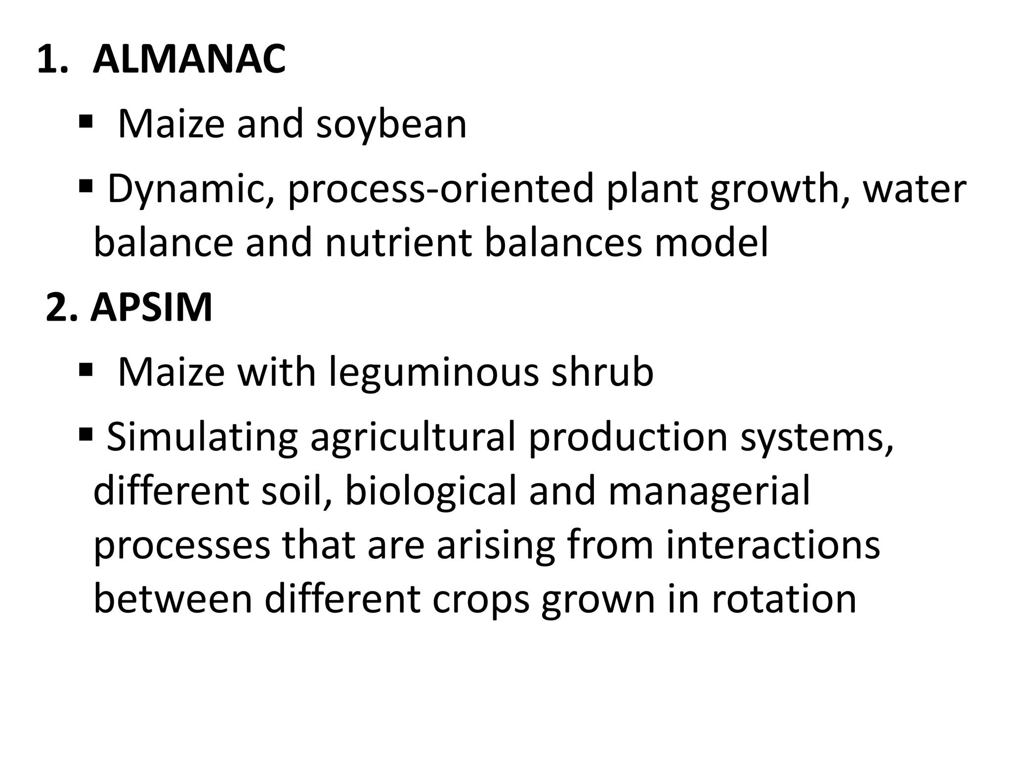 Crop simulation model for intercropping | PPTX