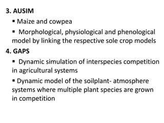 Crop simulation model for intercropping | PPTX