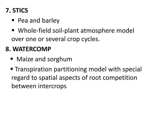 Crop simulation model for intercropping | PPTX