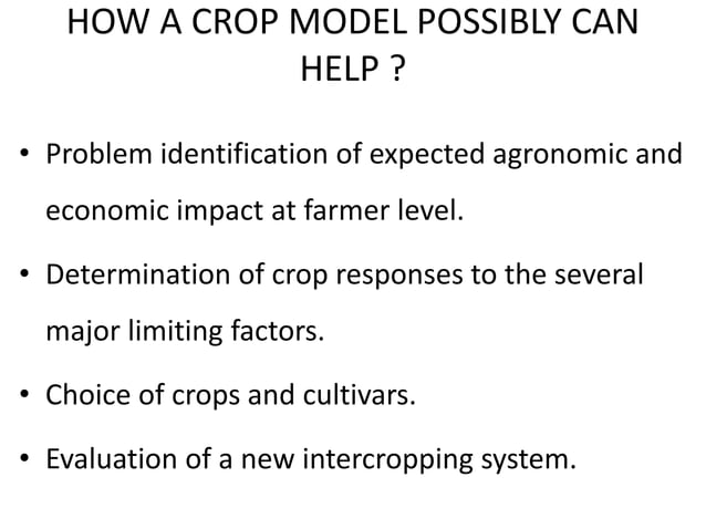 Crop simulation model for intercropping | PPTX