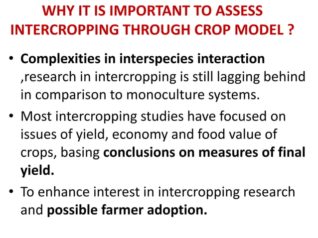 Crop simulation model for intercropping | PPTX