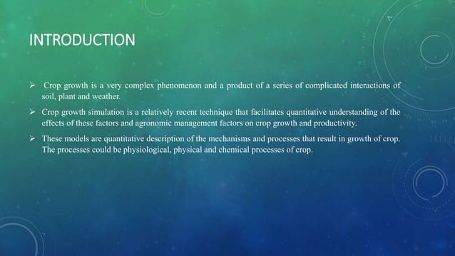 Crop Simulation Models And Their Applications In Crop Production Pptx