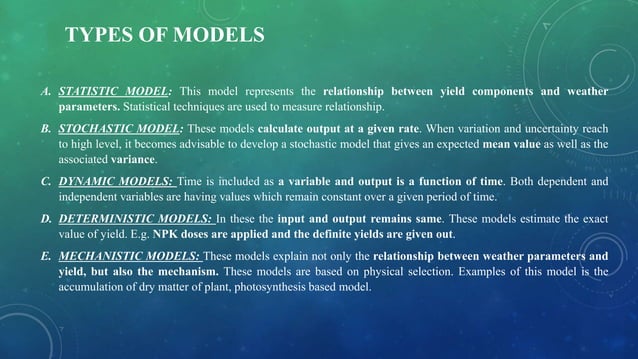 Crop Simulation Models And Their Applications In Crop Production Pptx