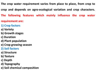 crop water requirement and different methods.ppt