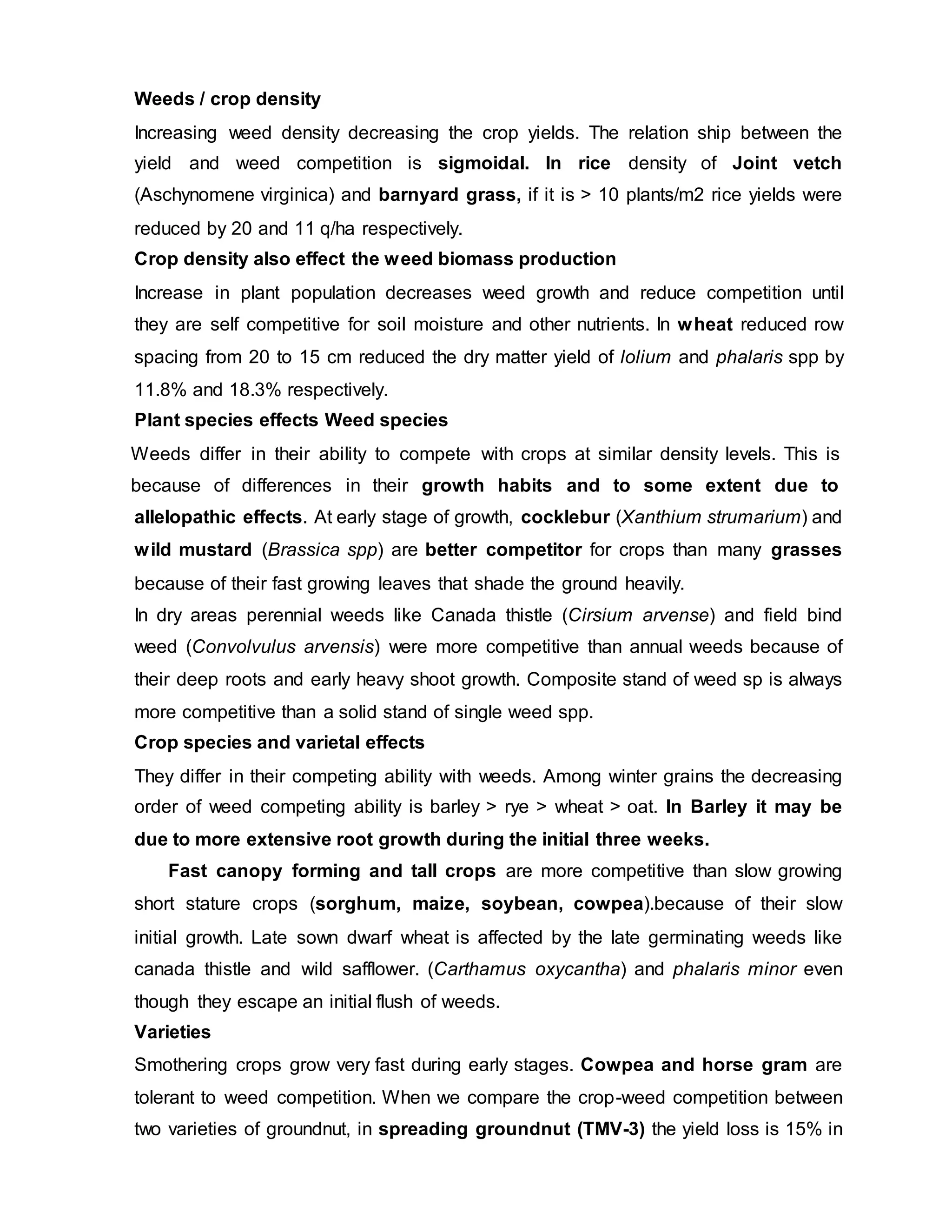 Crop weed competition and interference | DOCX