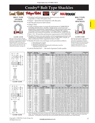 Crosby Shackle Dimensions