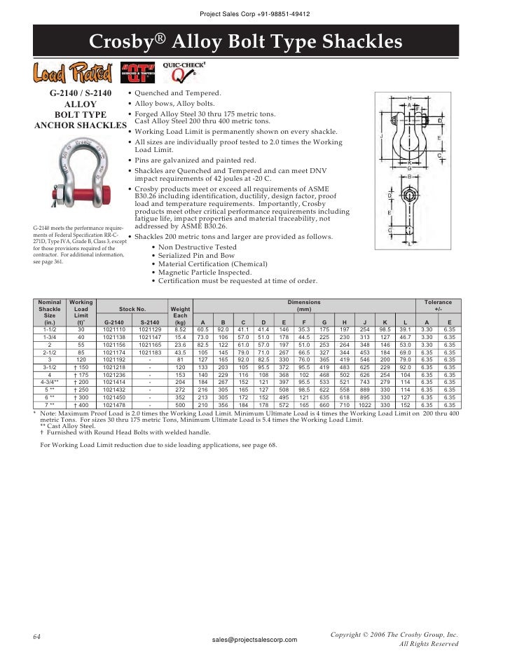 Crosby Shackles from Project Sales Corp, Vizag
