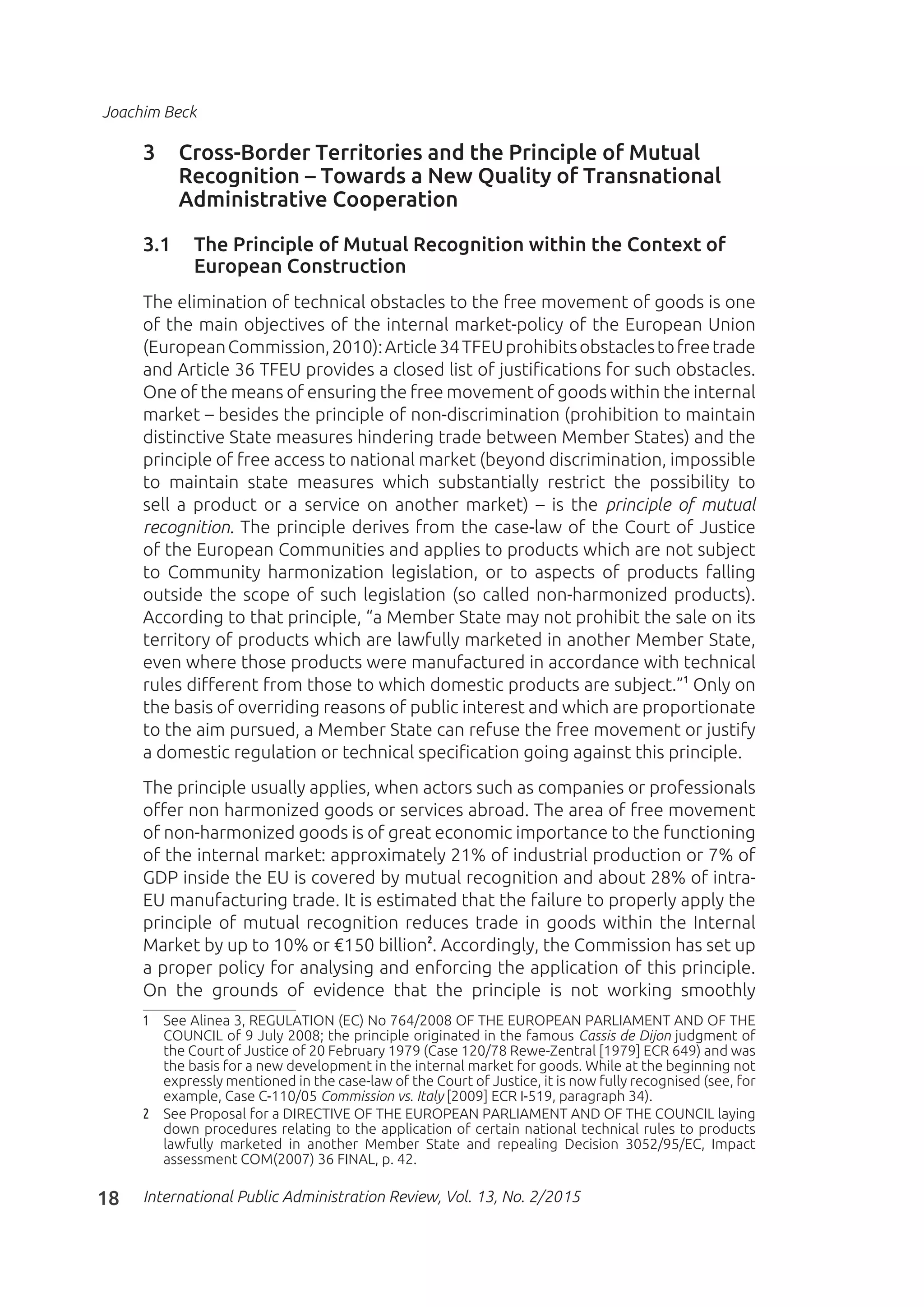 Cross border cooperation and the european administrative space ...