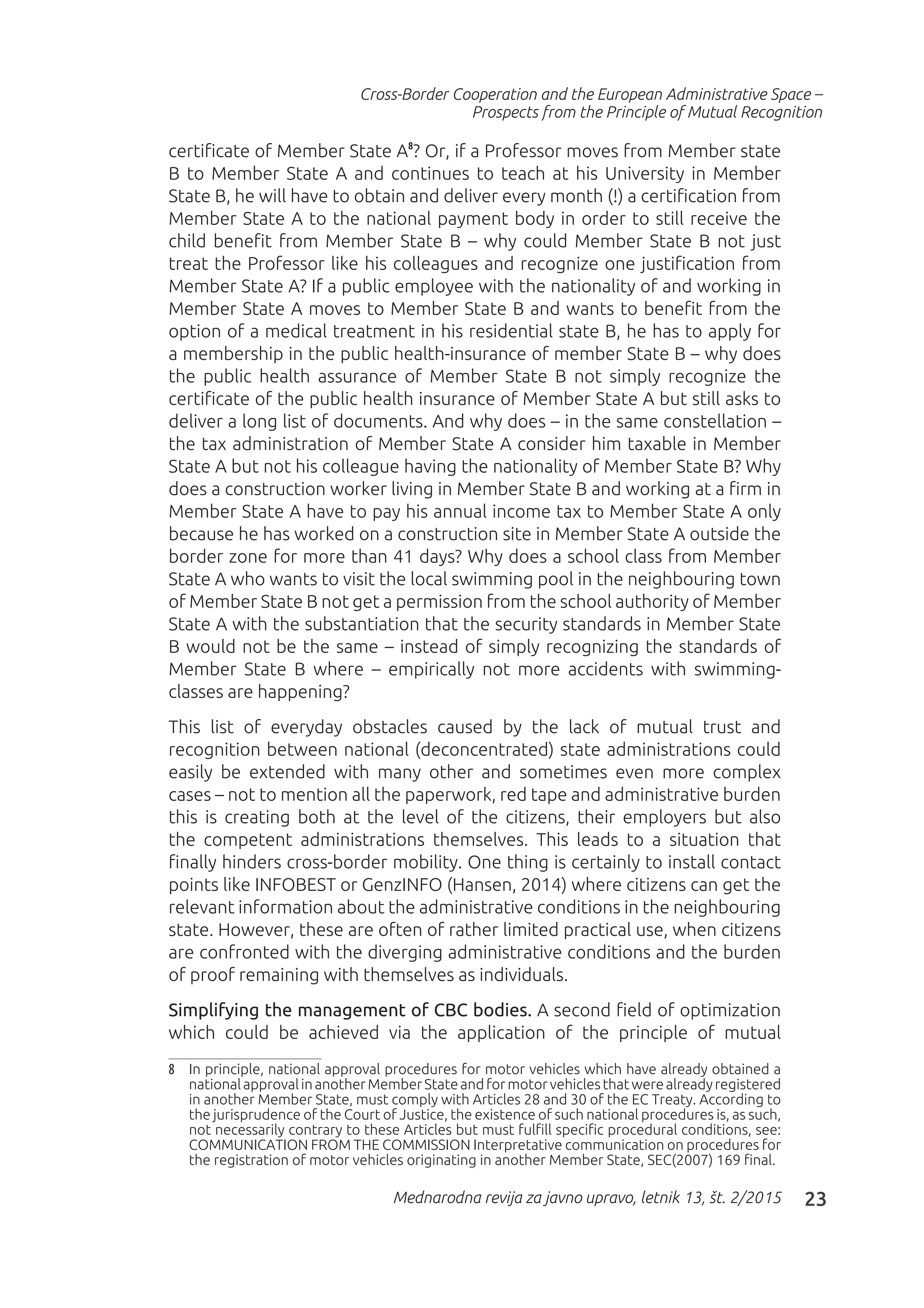 Cross border cooperation and the european administrative space ...
