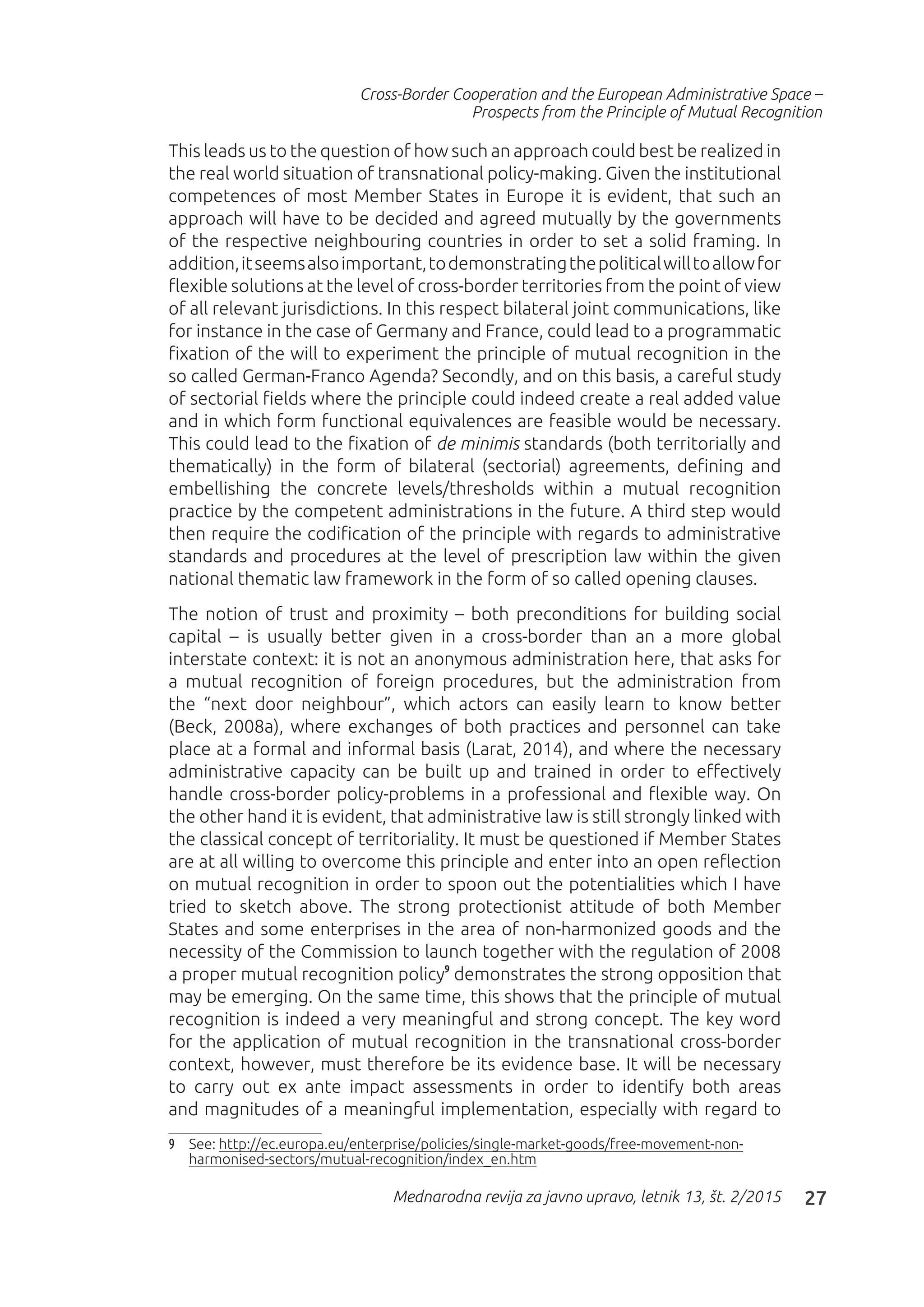 Cross border cooperation and the european administrative space ...