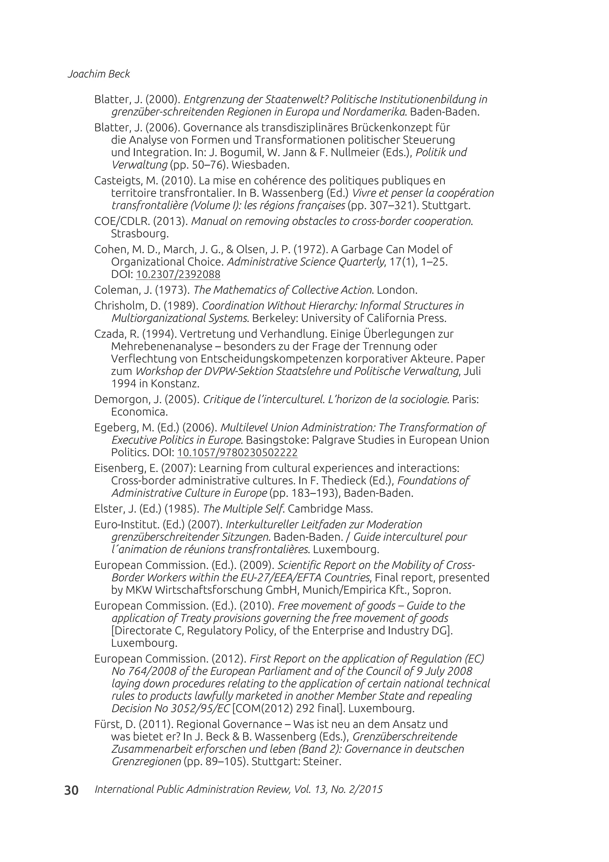Cross border cooperation and the european administrative space ...