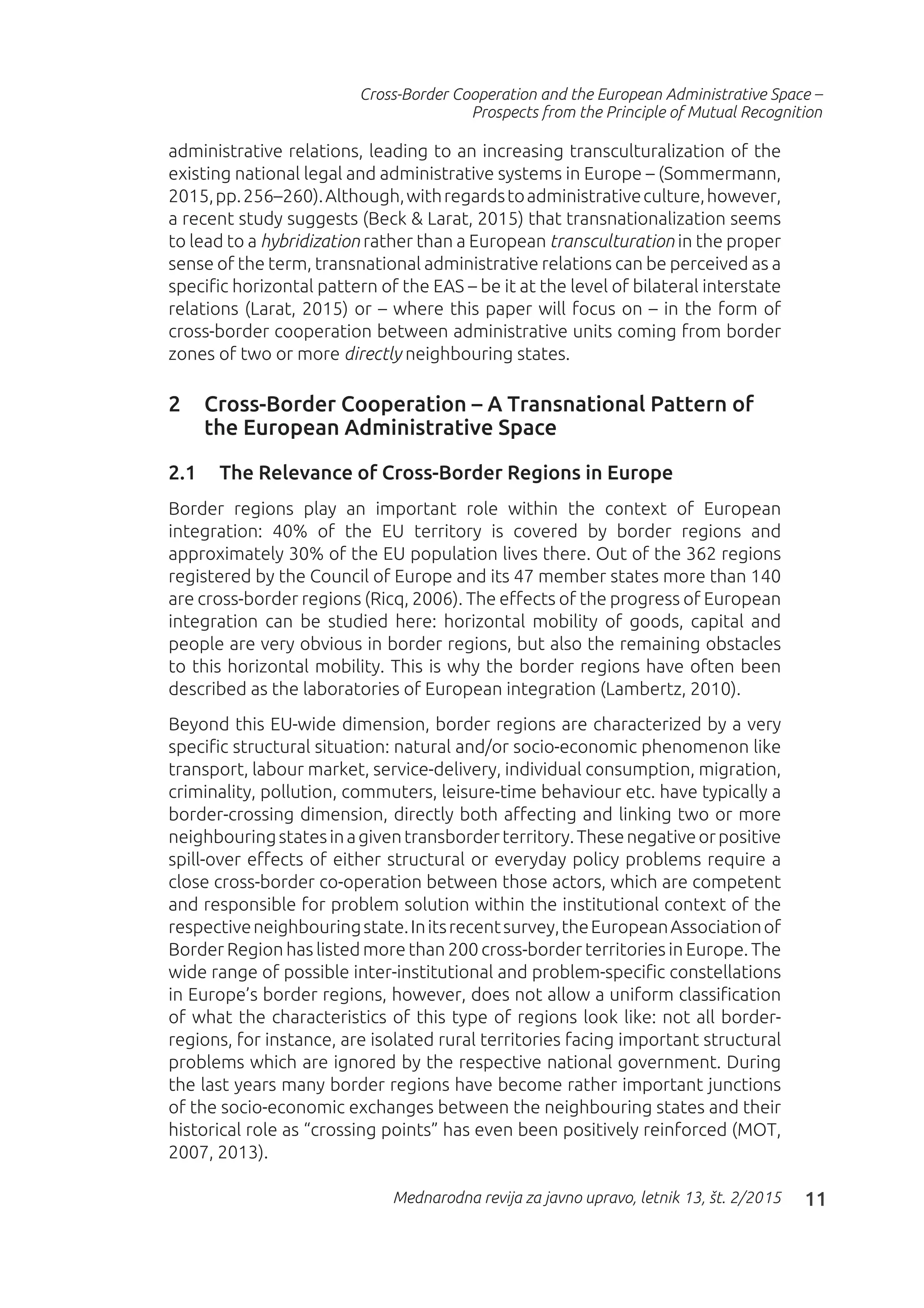 Cross border cooperation and the european administrative space ...