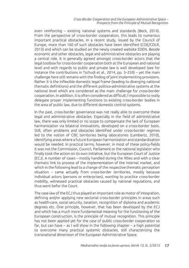 Cross border cooperation and the european administrative space ...