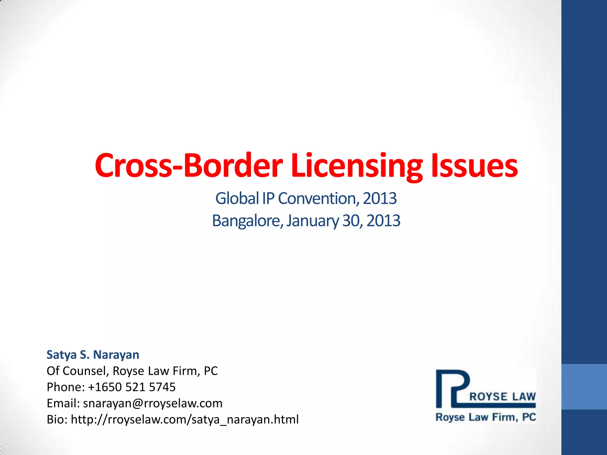 Cross-Border Licensing Issues | PPTX