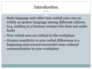 Cross cultural communication-translating nonverbal cues | PPTX