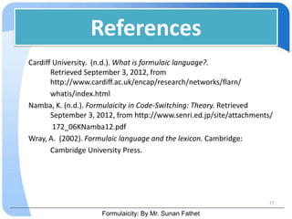 Cross cultural communication formulaicity | PPTX