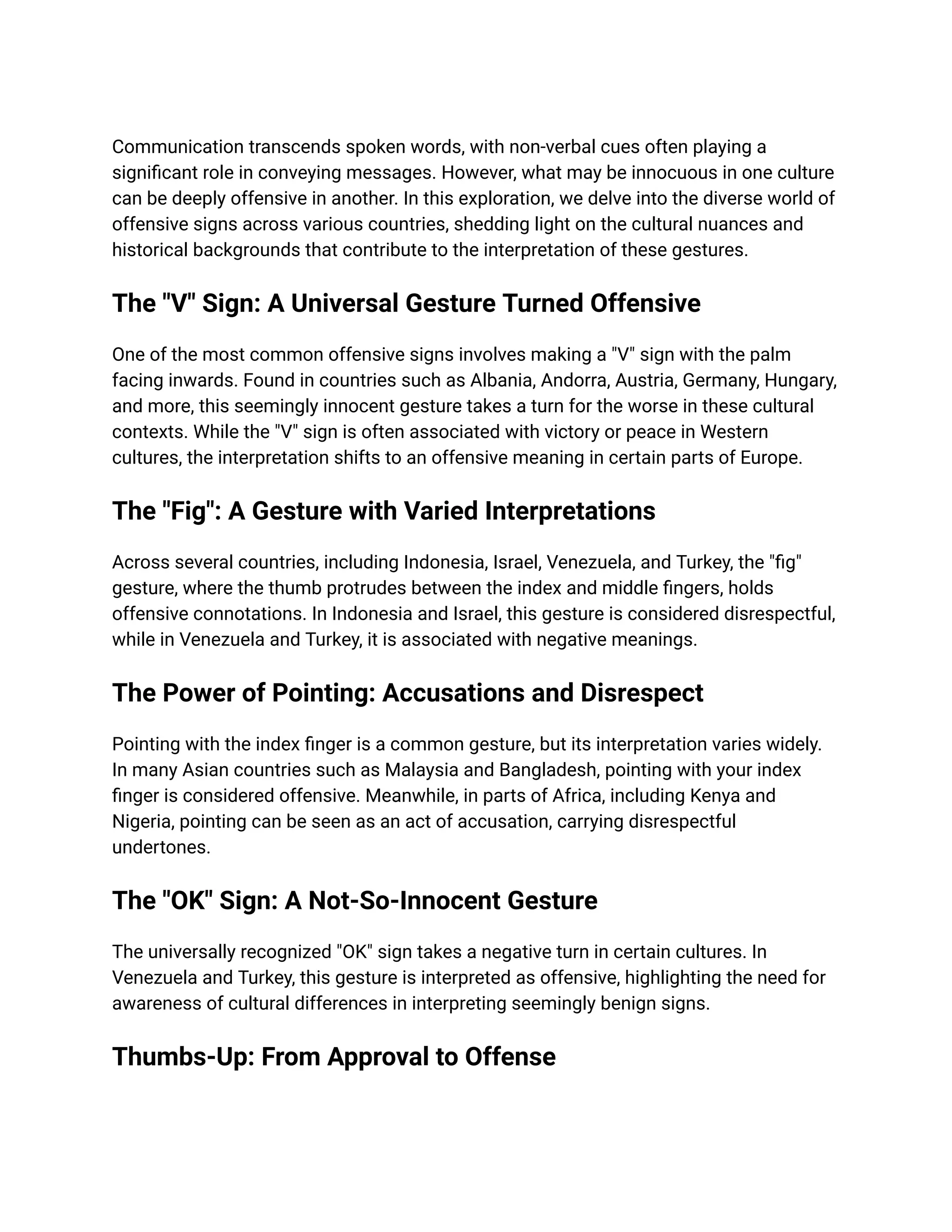 Cross-Cultural Gestures A Global Exploration of Non-Verbal ...