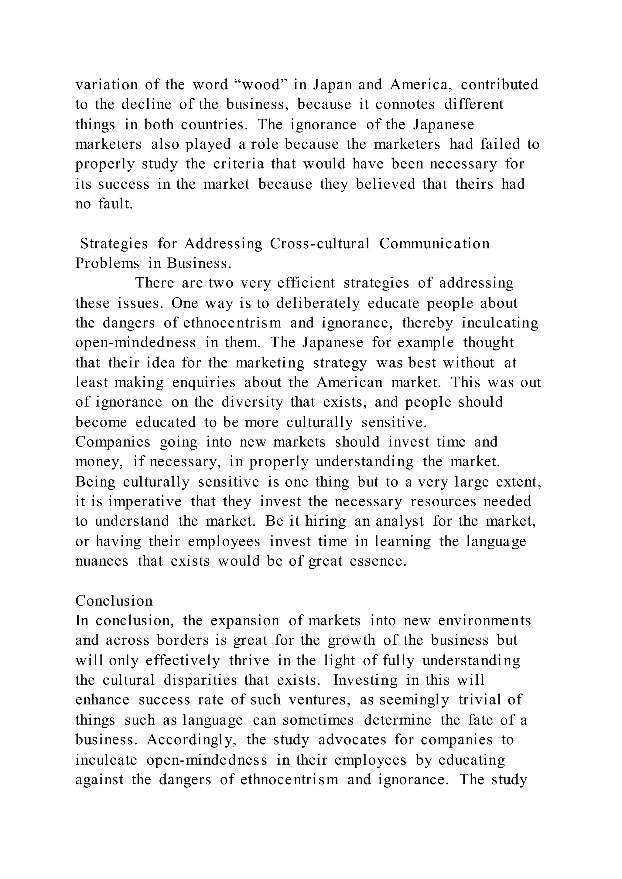 Cross-Cultural Misunderstanding in Businesses Language Misinterpr | DOCX