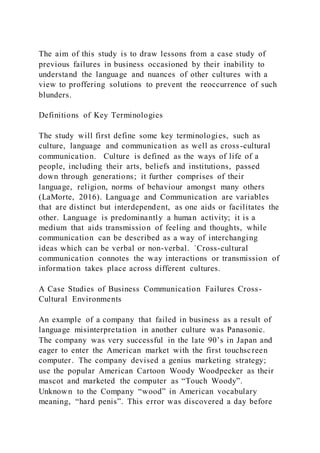 Cross-Cultural Misunderstanding in Businesses Language Misinterpr | DOCX