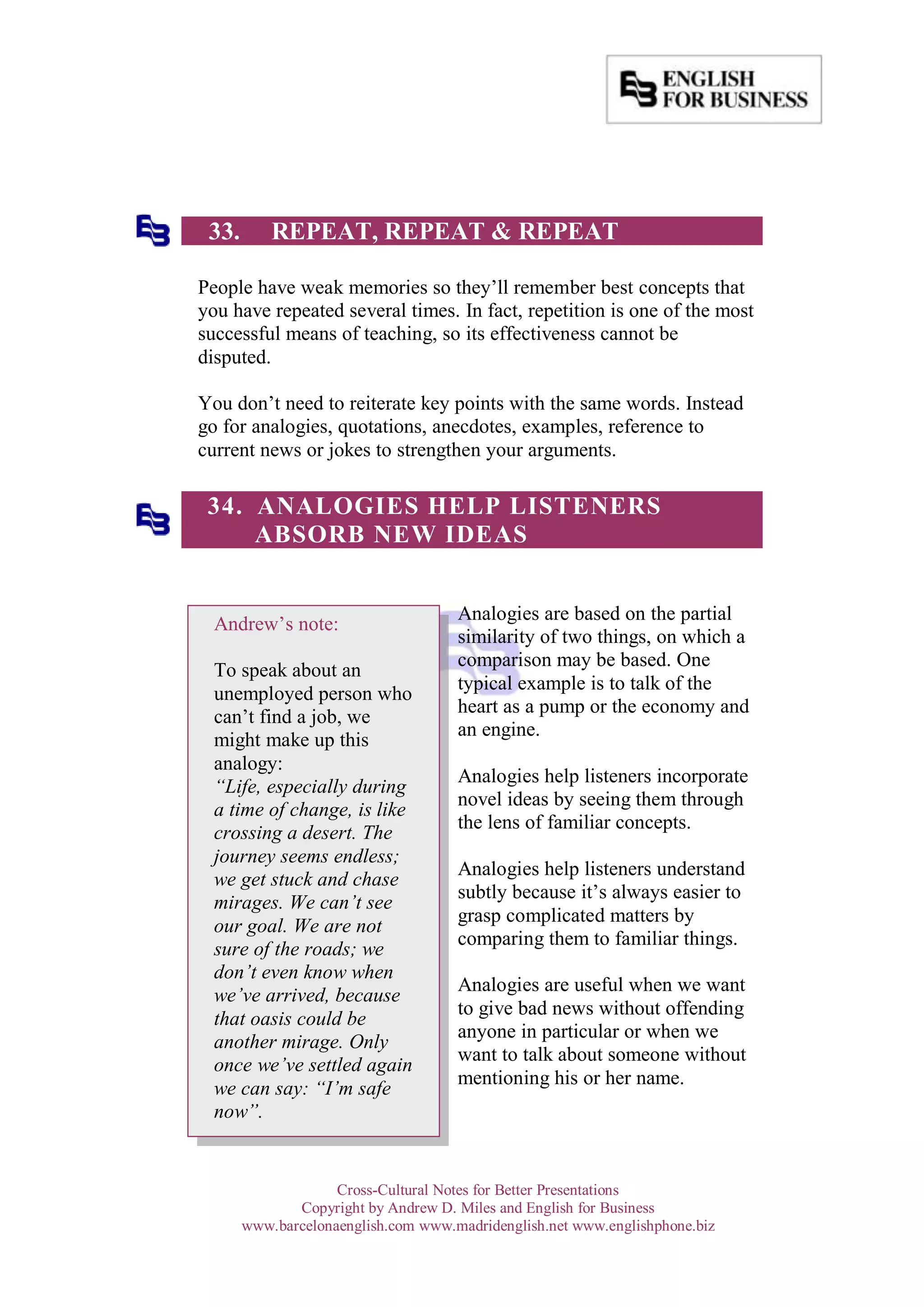 Cross cultural notes for better presentations | PDF