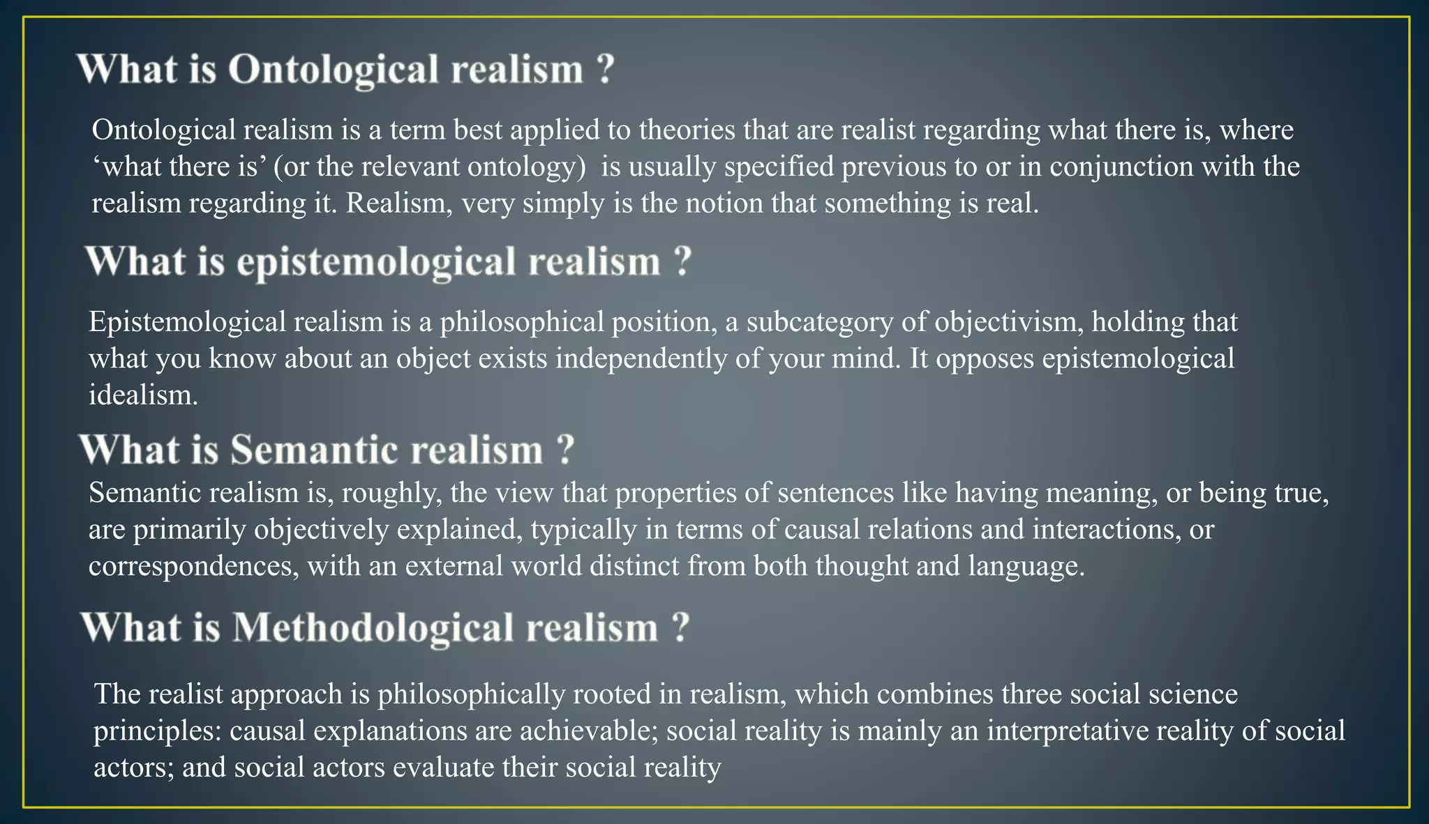 The Critical Realist Philosophy of Science of Cultural Psychology | PPT