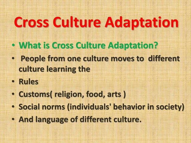 Cross Culture Adaptation Ppt