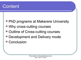 Cross cutting courses - Makerere University | PPT