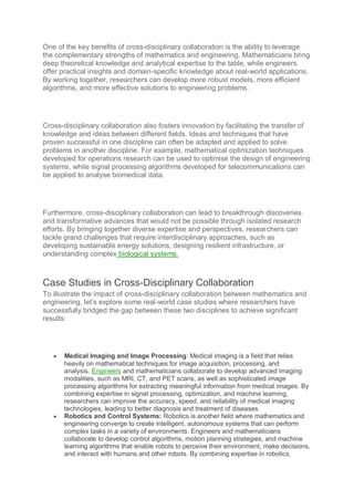 Cross-Disciplinary Collaboration: Bridging Mathematics and engineering ...
