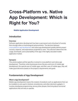 Cross-Platform vs. Native App Development: Which is Right for You? | PDF