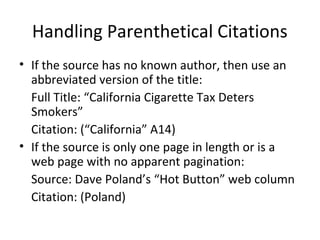 Cross referencing using MLA style | PPT