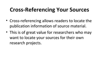 Cross referencing using MLA style | PPT