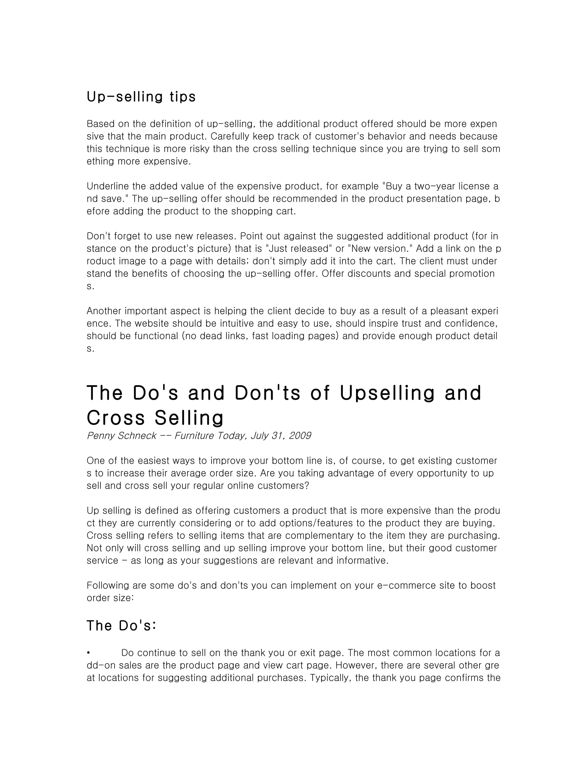 Cross Selling & Up Selling | RTF