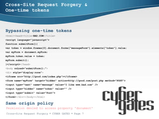CROSS-SITE REQUEST FORGERY - IN-DEPTH ANALYSIS 2011 | PPTX