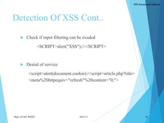 Cross site scripting (xss) attacks issues and defense - by sandeep kumbhar | PPT
