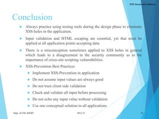 Cross site scripting (xss) attacks issues and defense - by sandeep ...