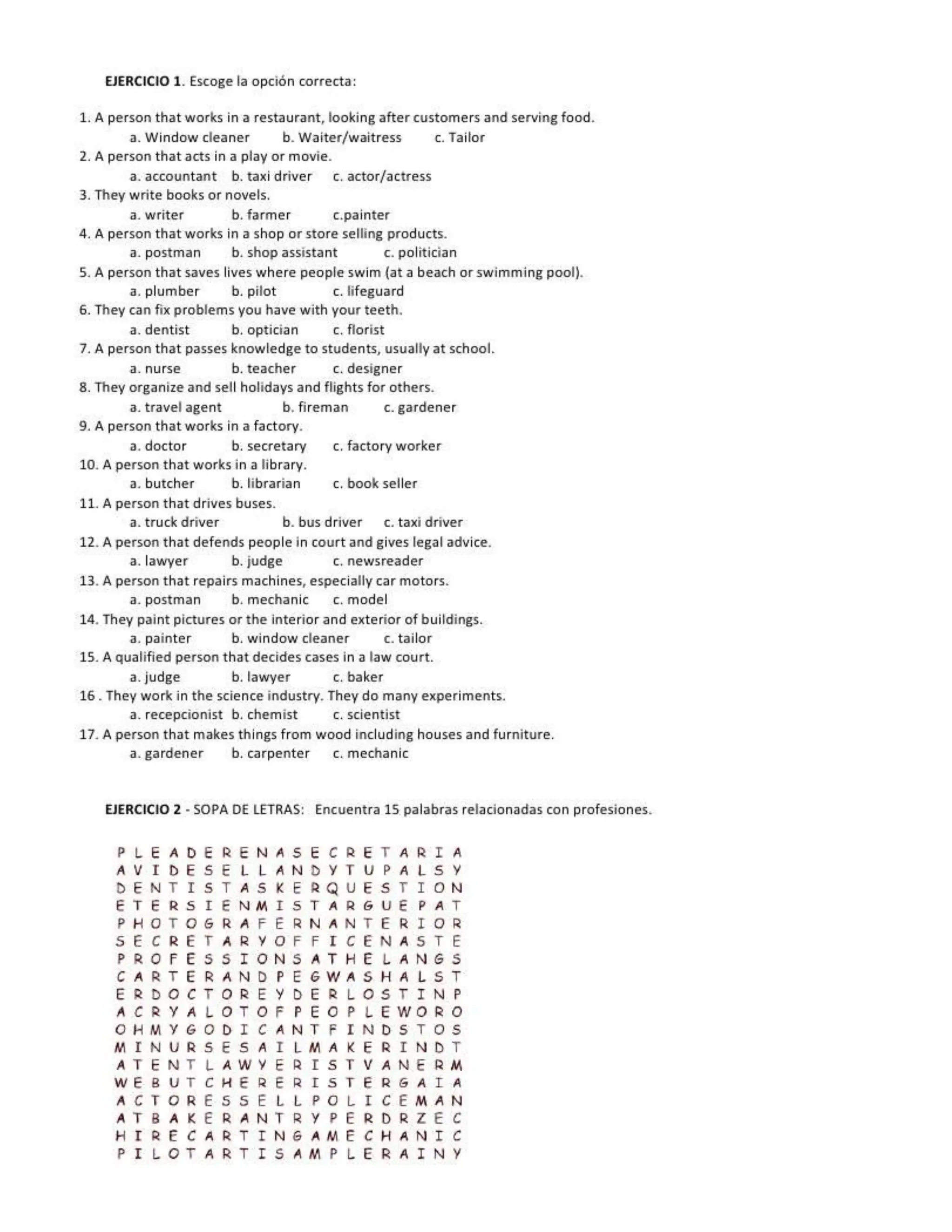 Jobs and occupations | DOCX