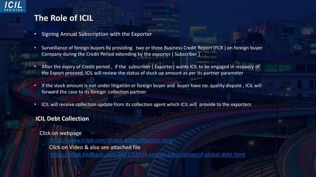 ICIL Global Debt Collection for Pakistani Exporters | PPT