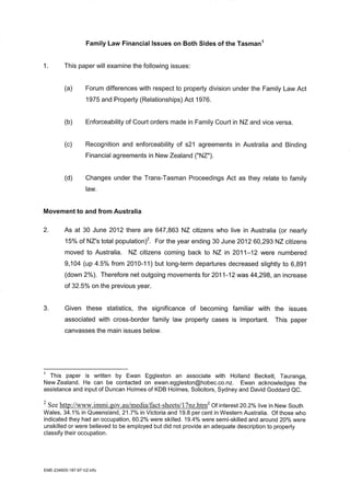 Family Law Financial Issues on Both Sides of the Tasman | PDF