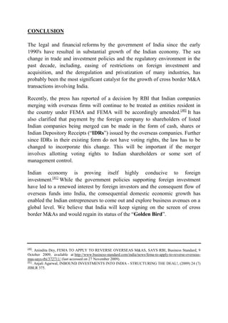 Cross border merger and acquisitions in india with special reference to ...