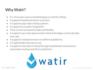 Cross Browser Automation Testing Using Watir | PPT