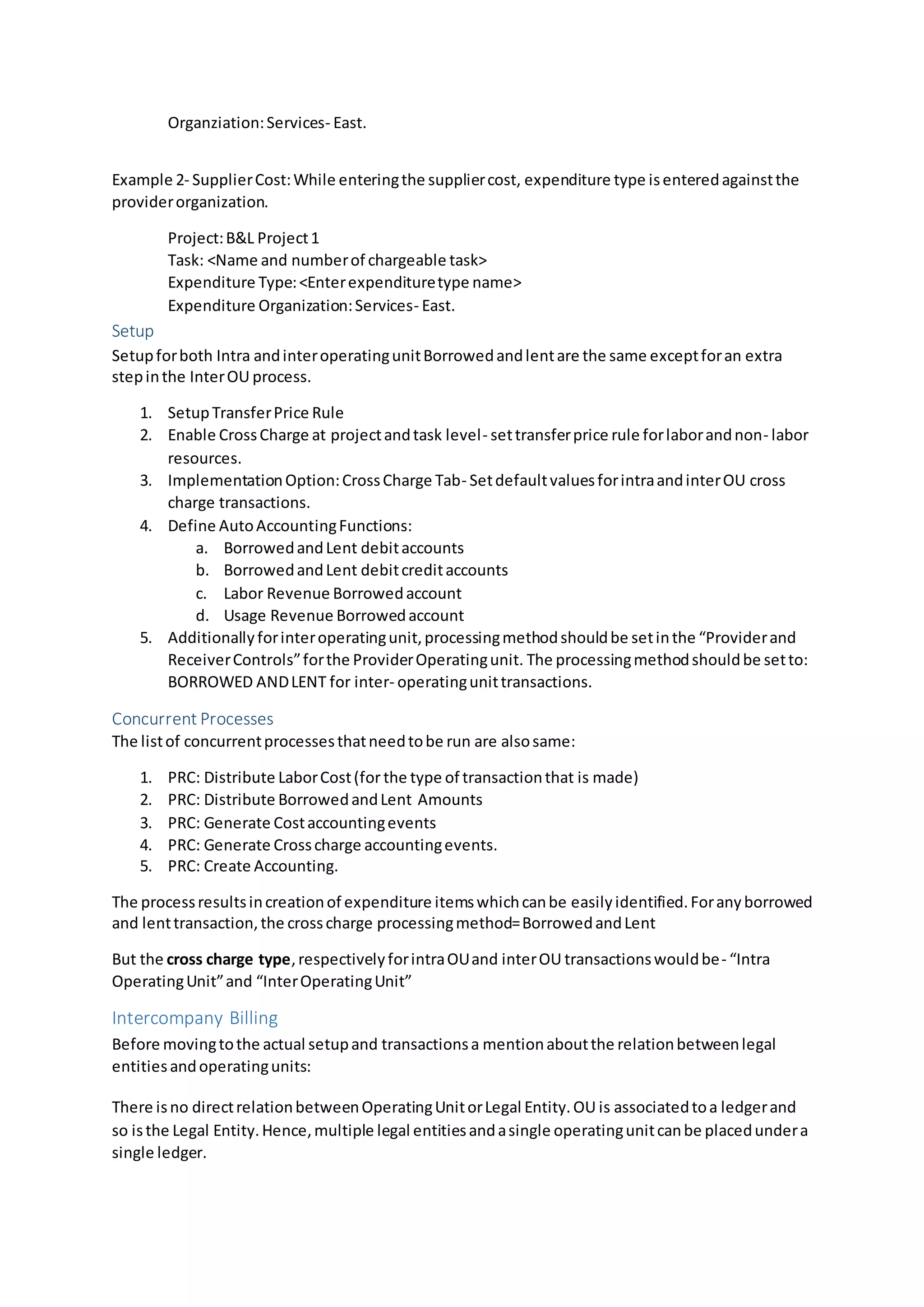 Cross charge and Inter Company billing | DOCX