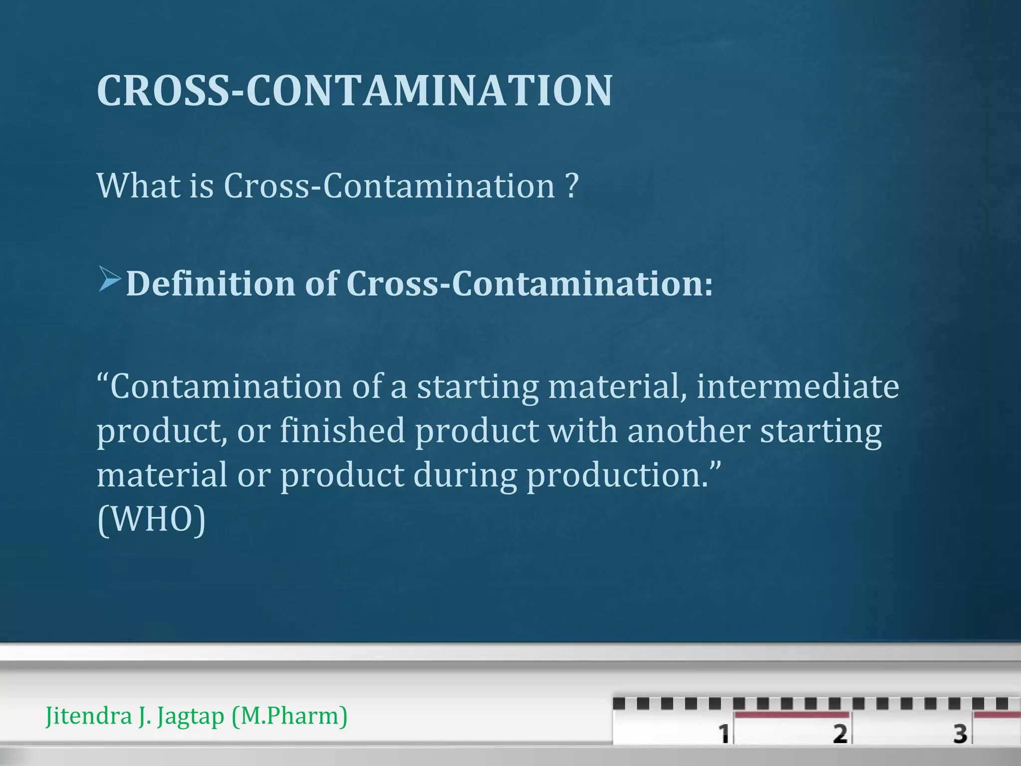 Cross contamination in Pharmaceuticals - by Jitendra J Jagtap | PPT