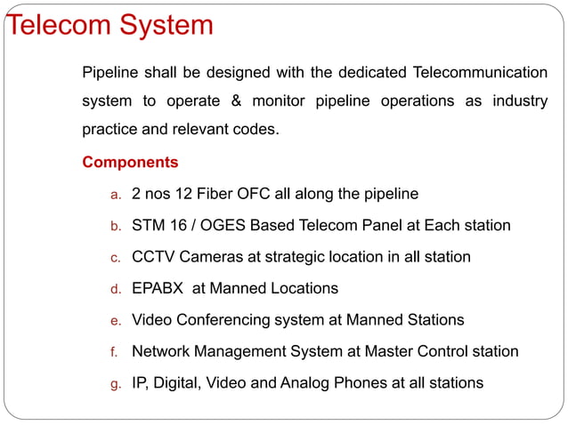 Cross country pipeline _Telecom_Instrumentation and SCADA | PPTX | Computer Networking | Computing